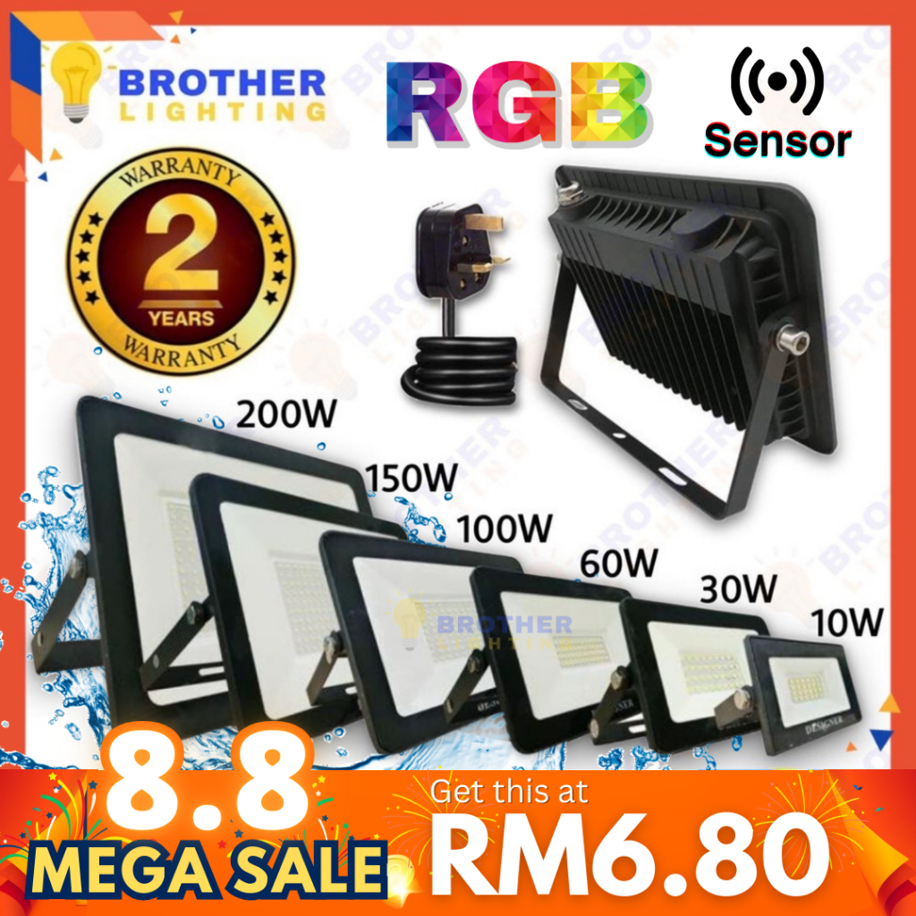 [Premium] LED Spotlight Sensor Flood Light RGB Celling 10W/30W/50W/100W ...