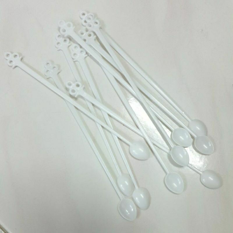 (10pcs) Disposable Plastic Stirrer / Mini Spoon / Coffee Stirrer / Sudu ...