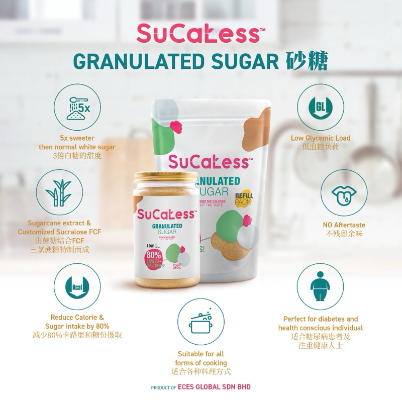 SuCaLess Granulated Sugar 80g/ 350g low sugar lab | Shopee Malaysia