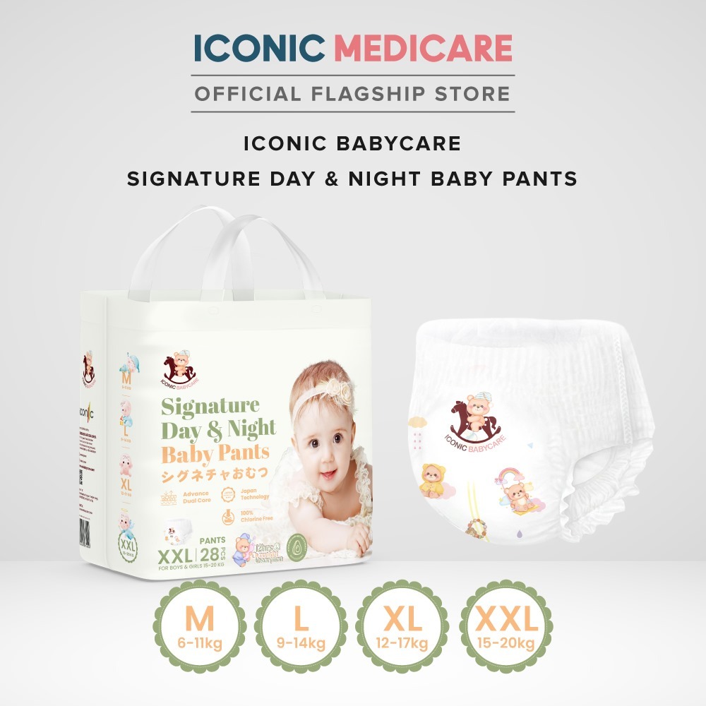Iconic Babycare Signature Day & Night Baby Diaper Pants M44/L38/XL32 ...