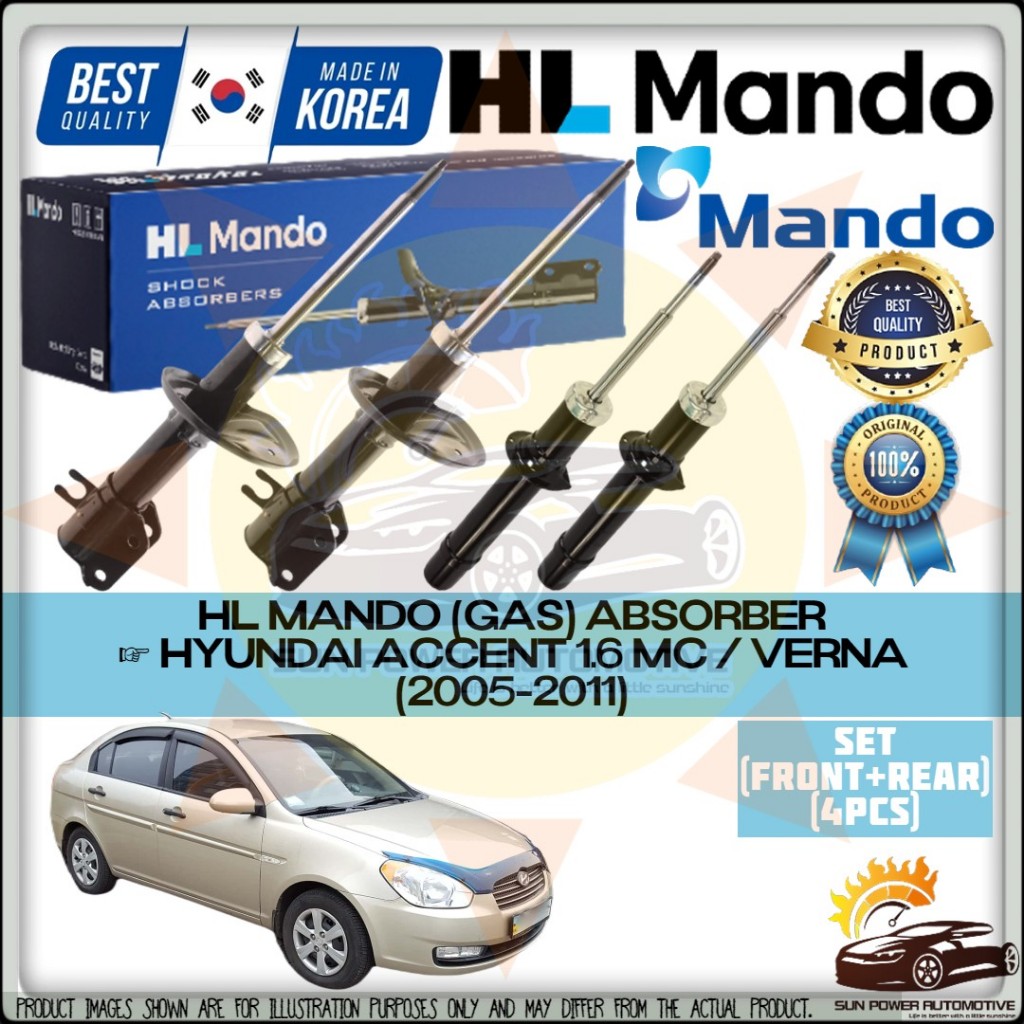 HL MANDO KOREA Hyundai Accent MC 1.6 / Verna (2005-2011) Gas Shock Strut Absorber ( FRONT REAR ...