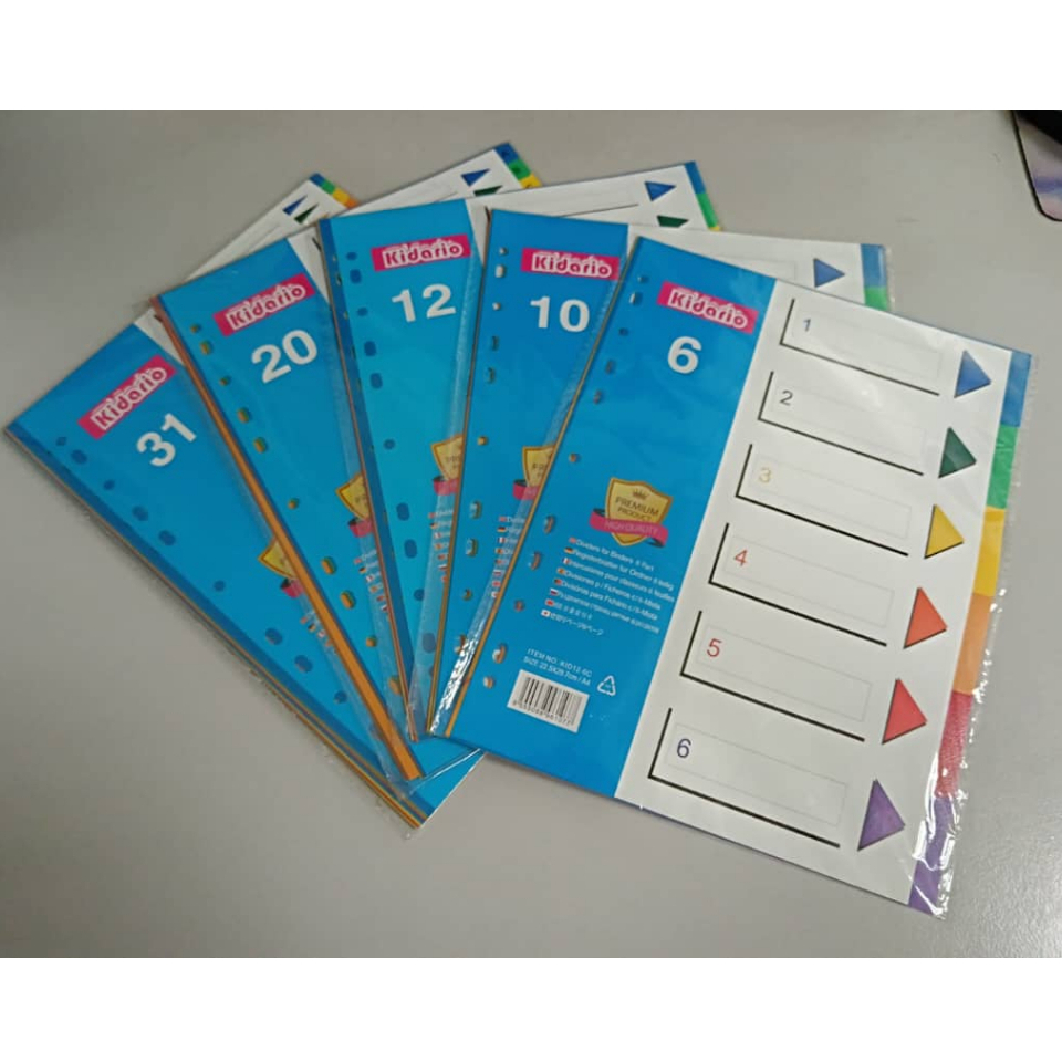 KIDARIO A4 PP PLASTIC 11 HOLE INDEX DIVIDER (6 Col / 10 Col / 12 Col ...