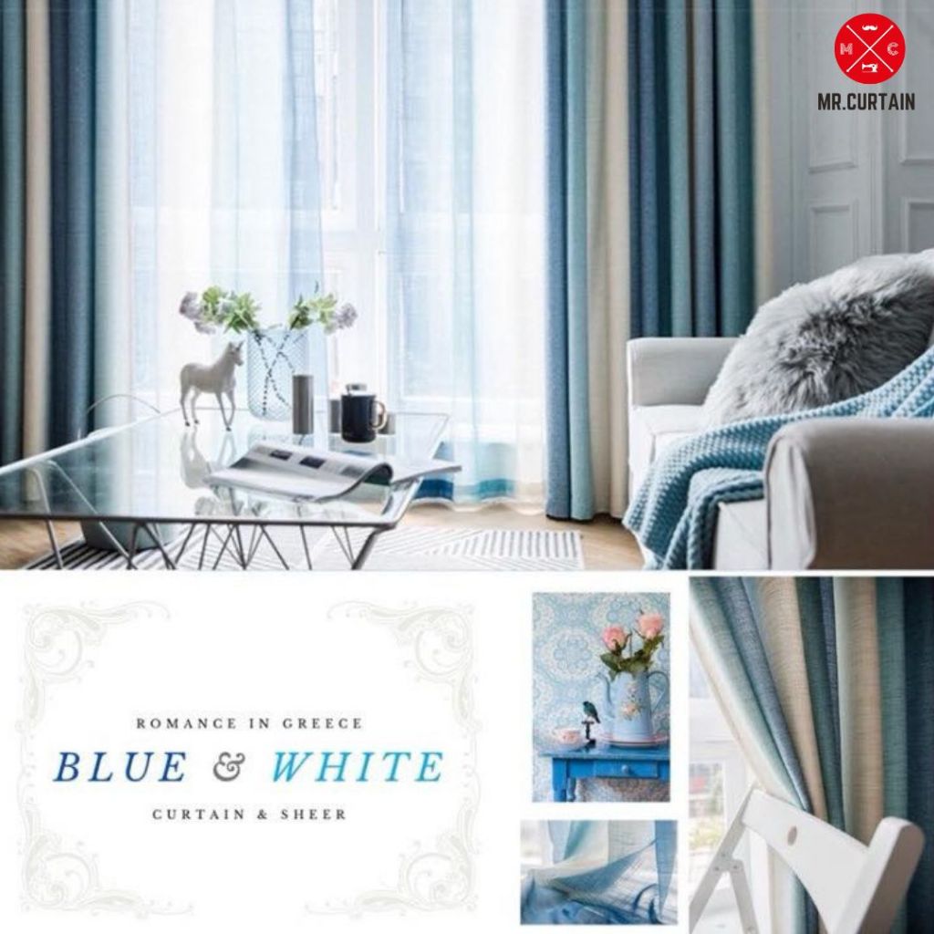 Langsir Warna Dua Tone-Blue Ocean Pink Romance Colourful Cotton Curtain ...