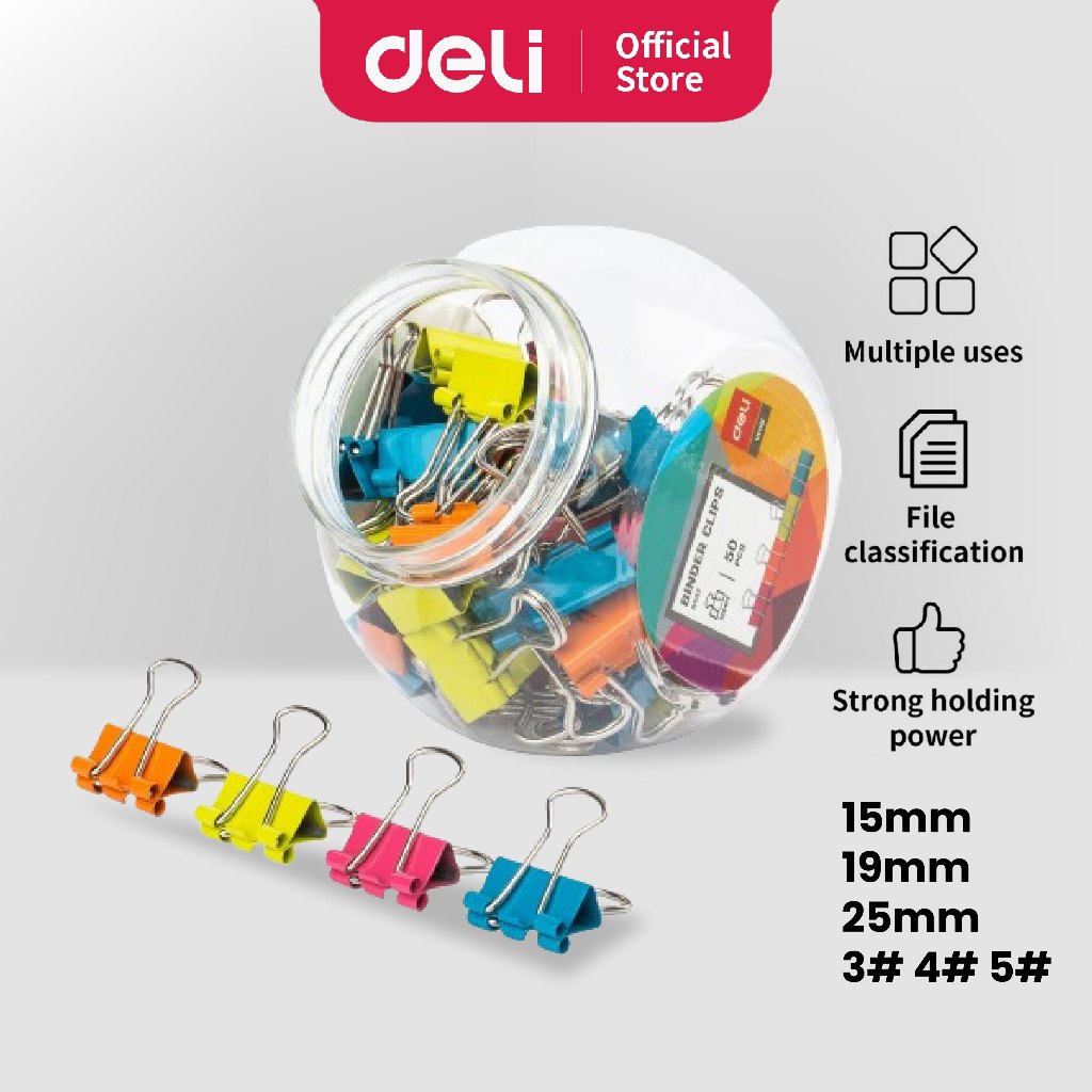 Deli Colourful Binder Clips for School Office Home (15mm/19mm/25mm ...