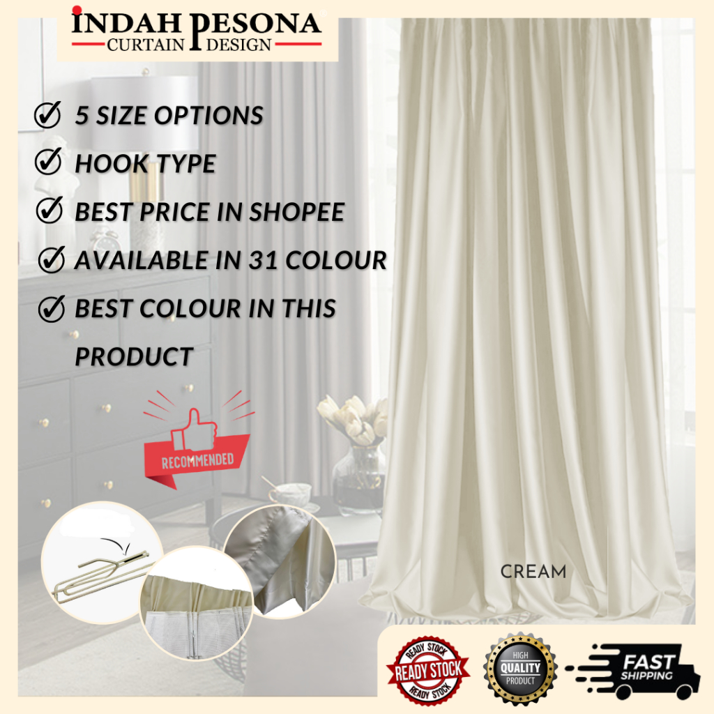 A15 CREAM - Ready Made Curtain !! Siap Jahit Langsir Langsir RAYA Kain ...