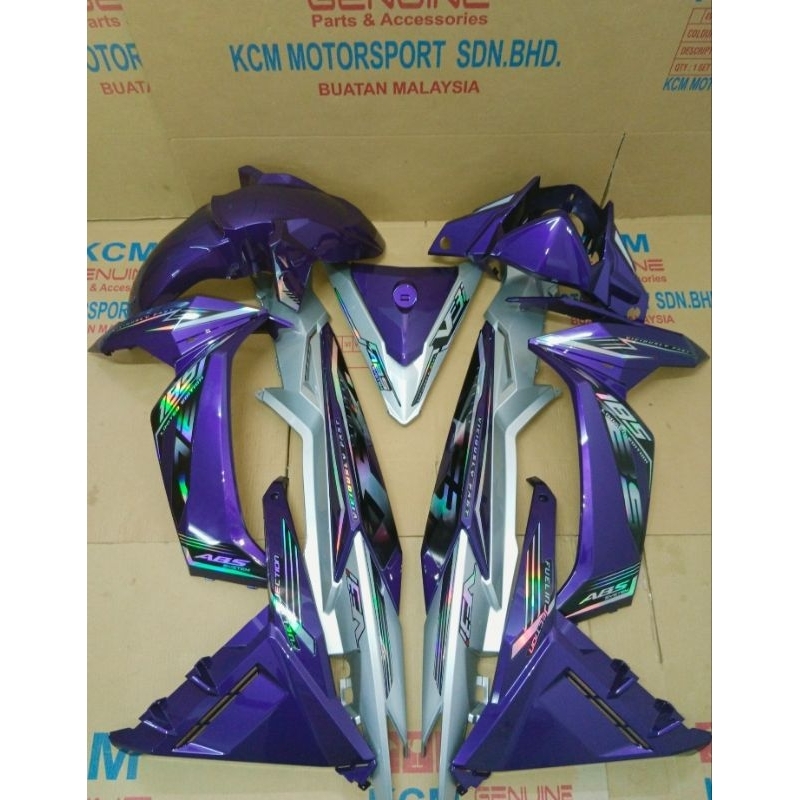HLD COVER SET SYM VF3I PURPLE SILVER CHROME SIAP PASANG STICKER ...