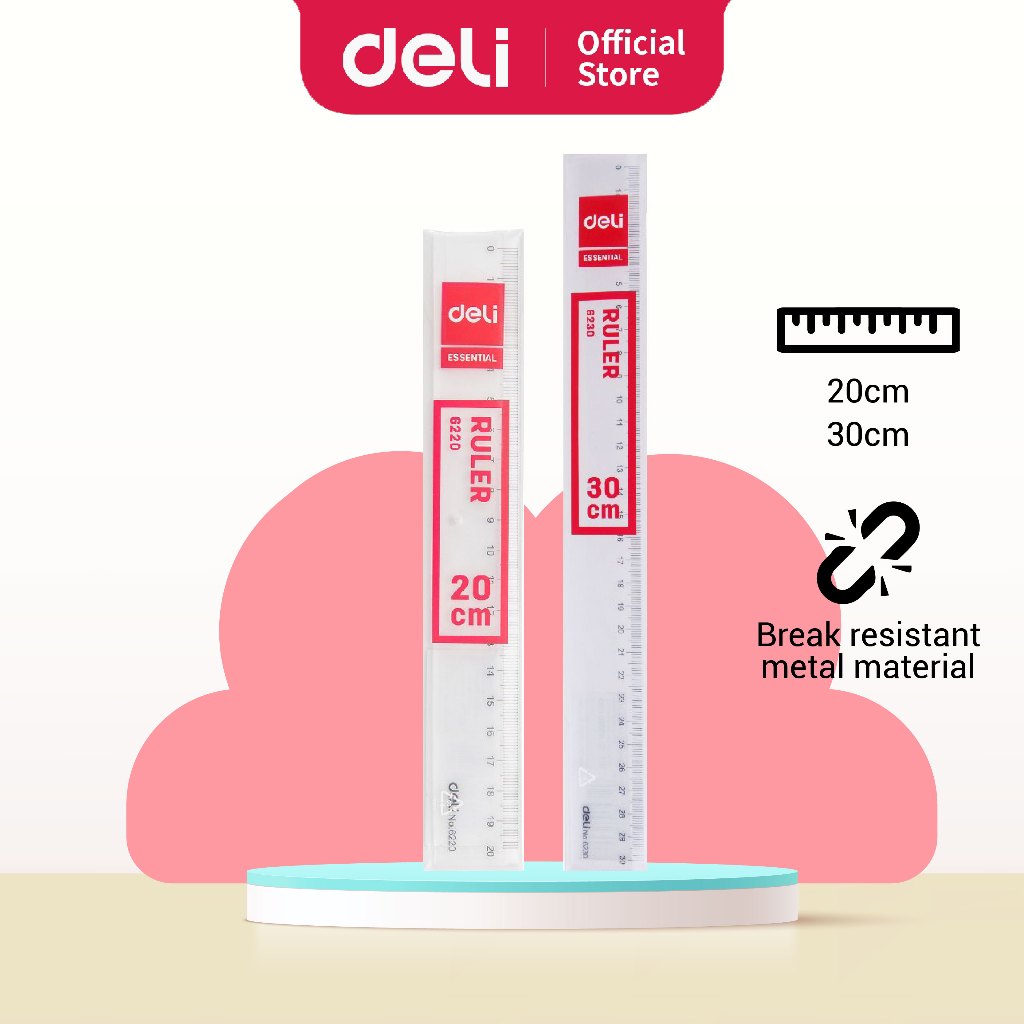 Deli Ruler Transparent Metric Graduation PS Material (20cm/30cm) E6220 ...