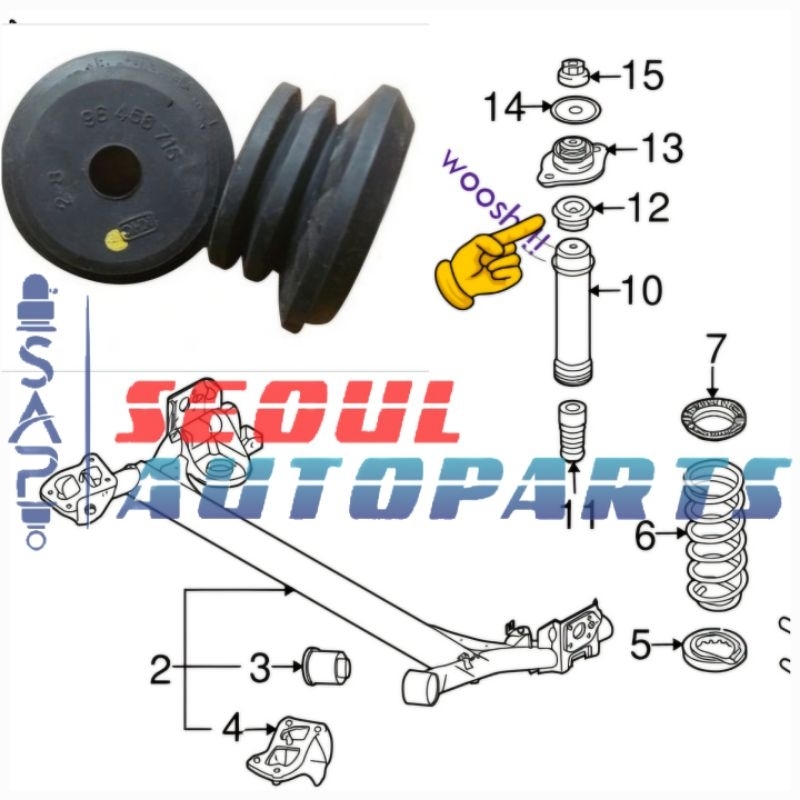 MOUNTING BUSH - REAR ABSORBER = Chverolet Aveo 1.4 & 1.5 #96456715 ...