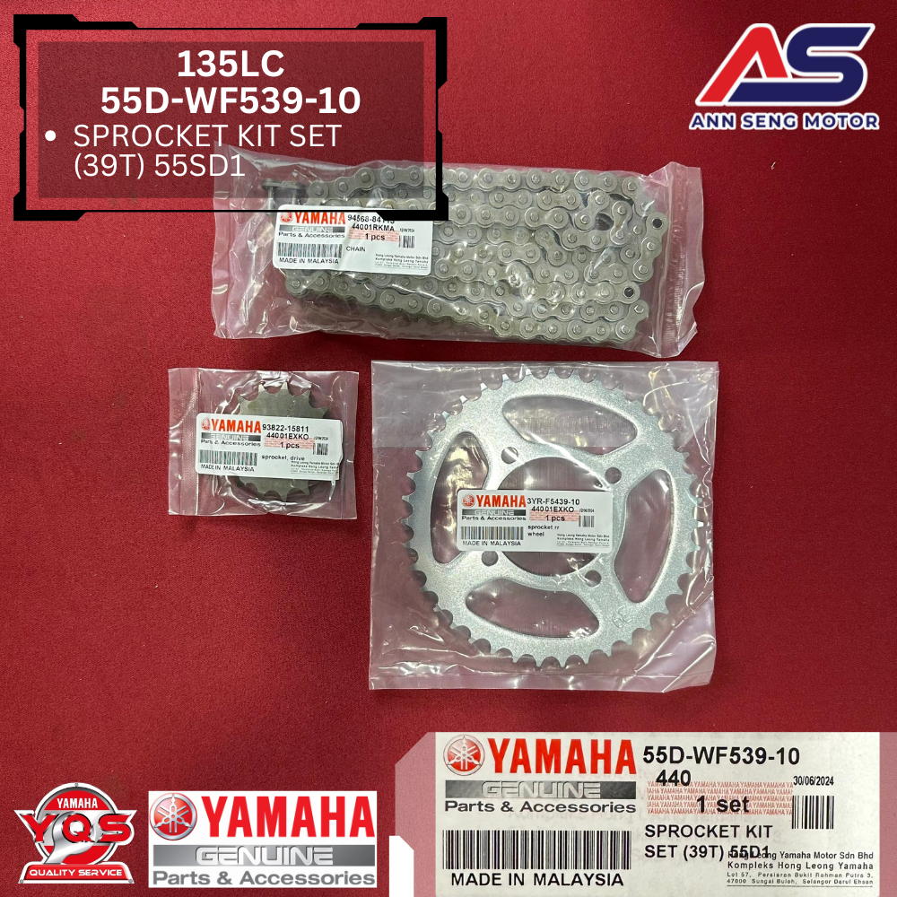 YAMAHA 135LC SPROCKET KIT SET (39T) 55D1 ORIGINAL (55D-WF539-10 ...
