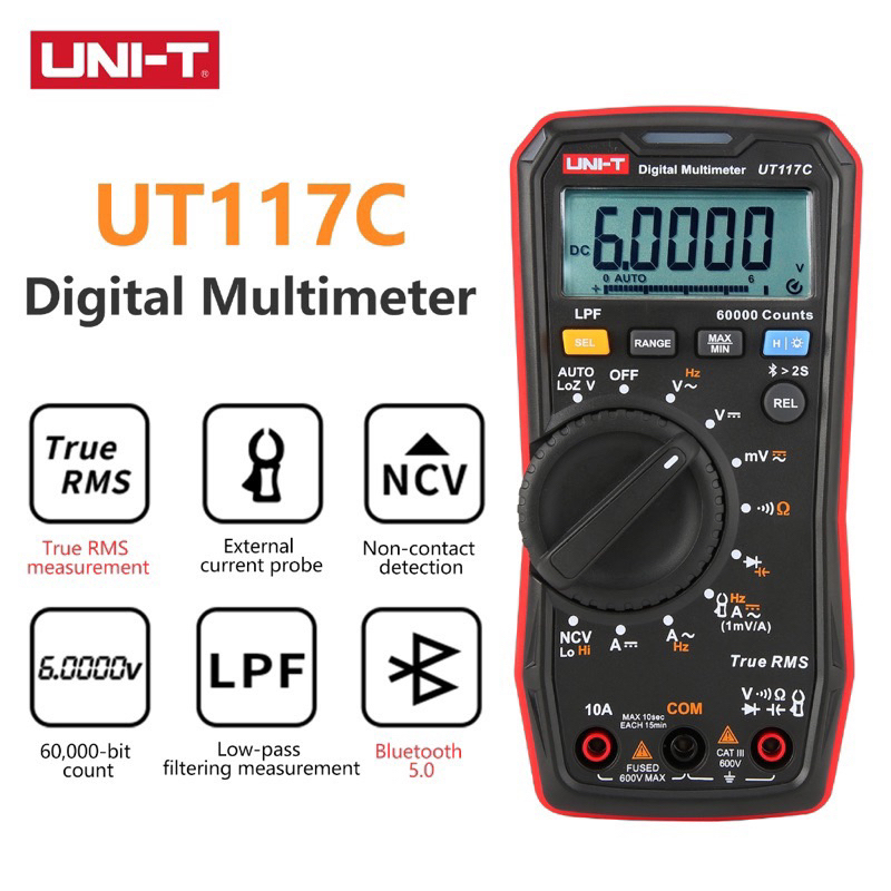 UNI-T UT117C High-precision True RMS Digital Multimeter AC DC 600V 10A 60000 Counts | Shopee ...