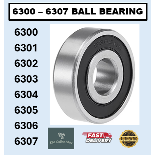 BALL BEARING 6300 6301 6302 6303 6304 6305 6306 6307 ZZ/2RS DEEP GROOVE BEARING METAL / RUBBER ...