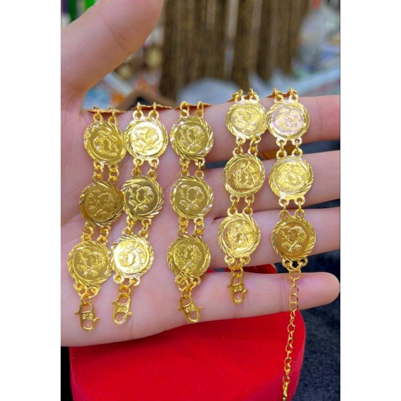 Gelang emas classic pattern syiling coin cop 916 | Shopee Malaysia