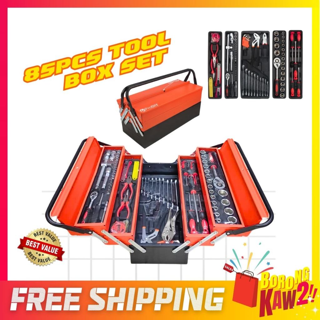 85PCS Full Set Metal Tool Box Set Heavy Duty Tool Box Tools Box Kotak ...