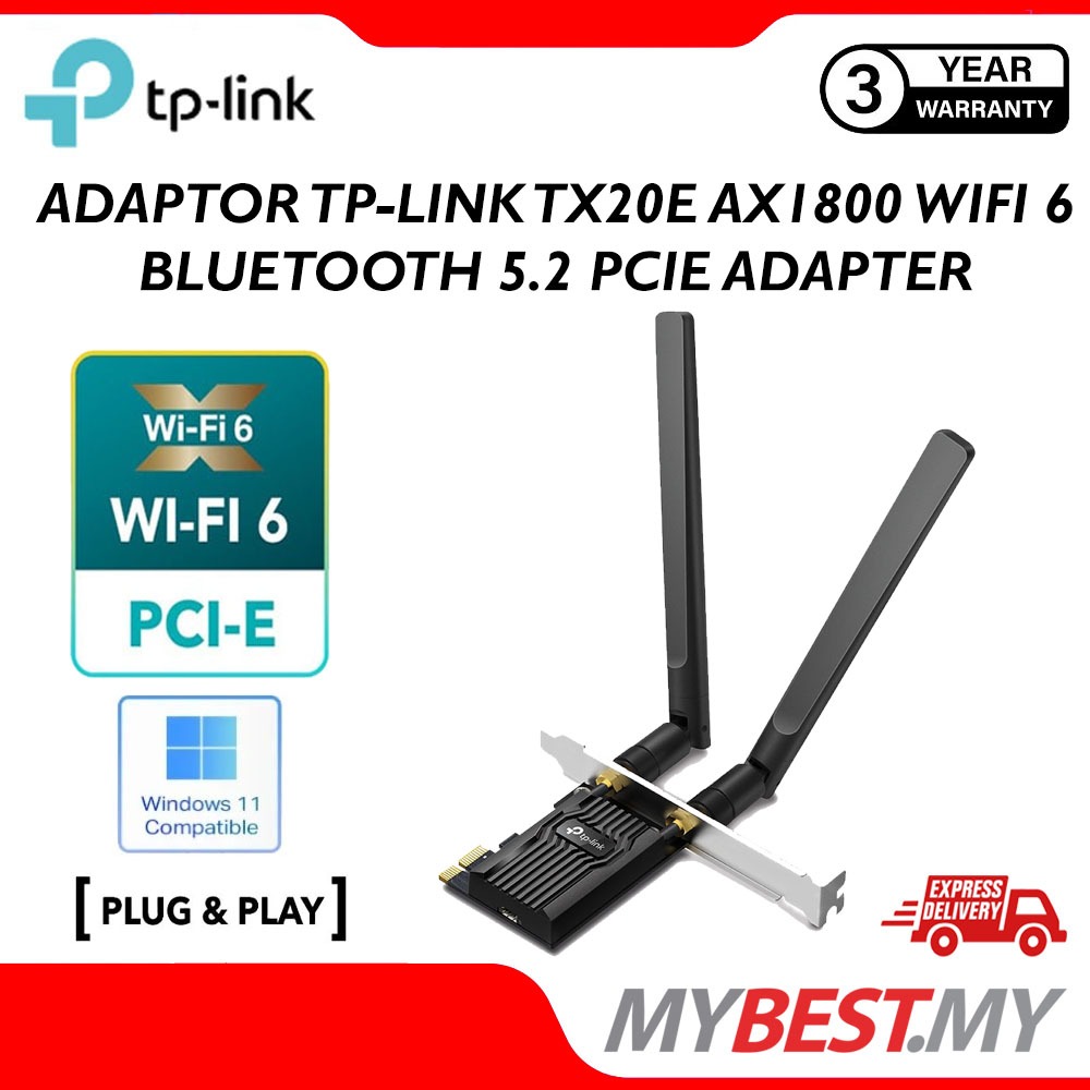 TP-LINK ARCHER TX20E AX1800 UNRIVALLED WI-FI 6 HIGH SPEED BLUETOOTH 5.2 ...