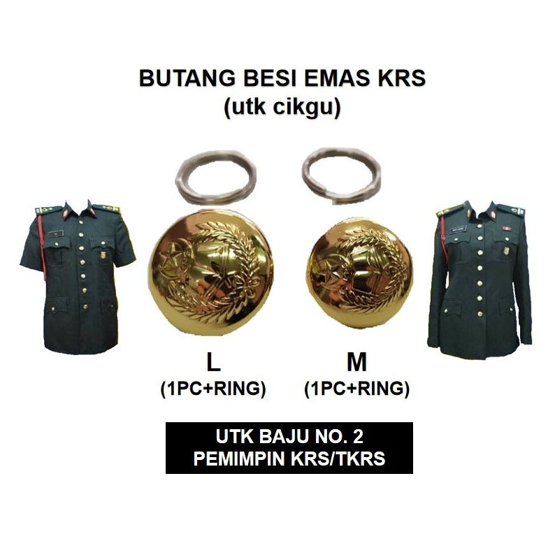 BUTANG BESI EMAS BAJU PEMIMPIN PEGAWAI KRS / TKRS NO. 2 - M/L (1pc ...