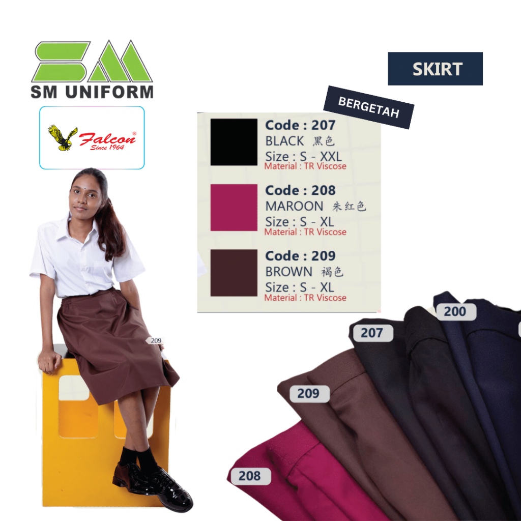 Falcon Skirt Kain Pendek Sekolah School Uniform (Pelbagai Warna dan ...