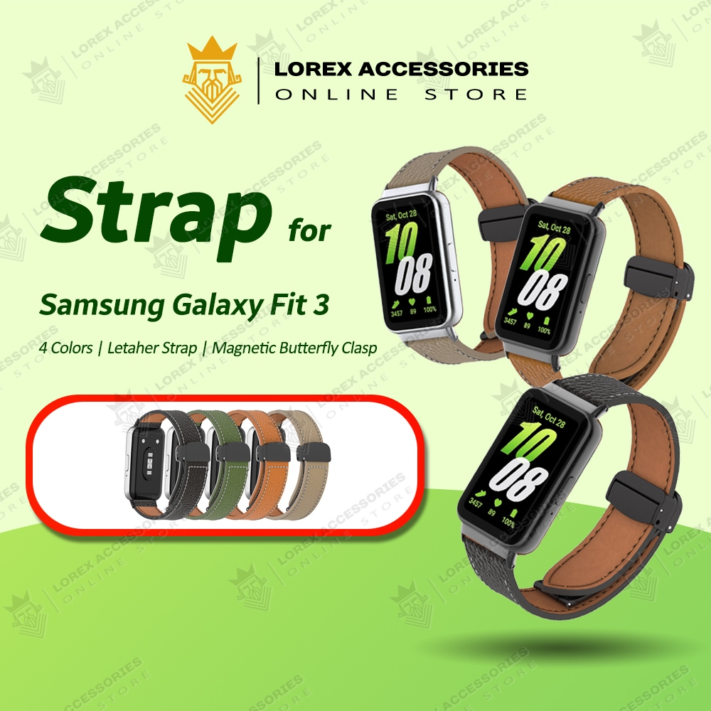 Strap for Samsung Galaxy Fit 3, Pebbled Leather Strap With Magnetic ...