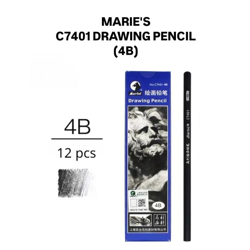 (1BOX) MARIES C7401 4B 12'S Drawing Pencil | Sketching Pencil | 素描绘画铅笔 ...