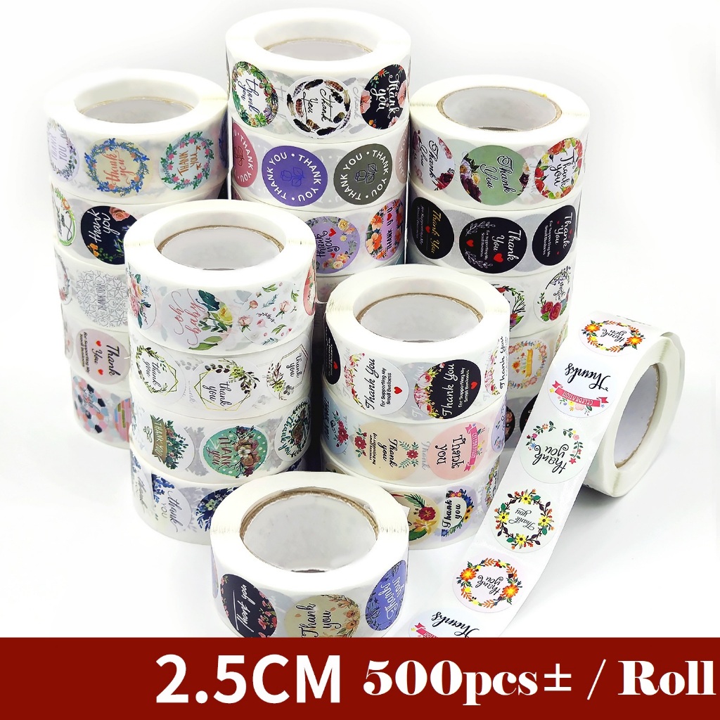 500Pcs± Sticker Thank You Business Sticker Cute Cartoon Homemade Stiker ...