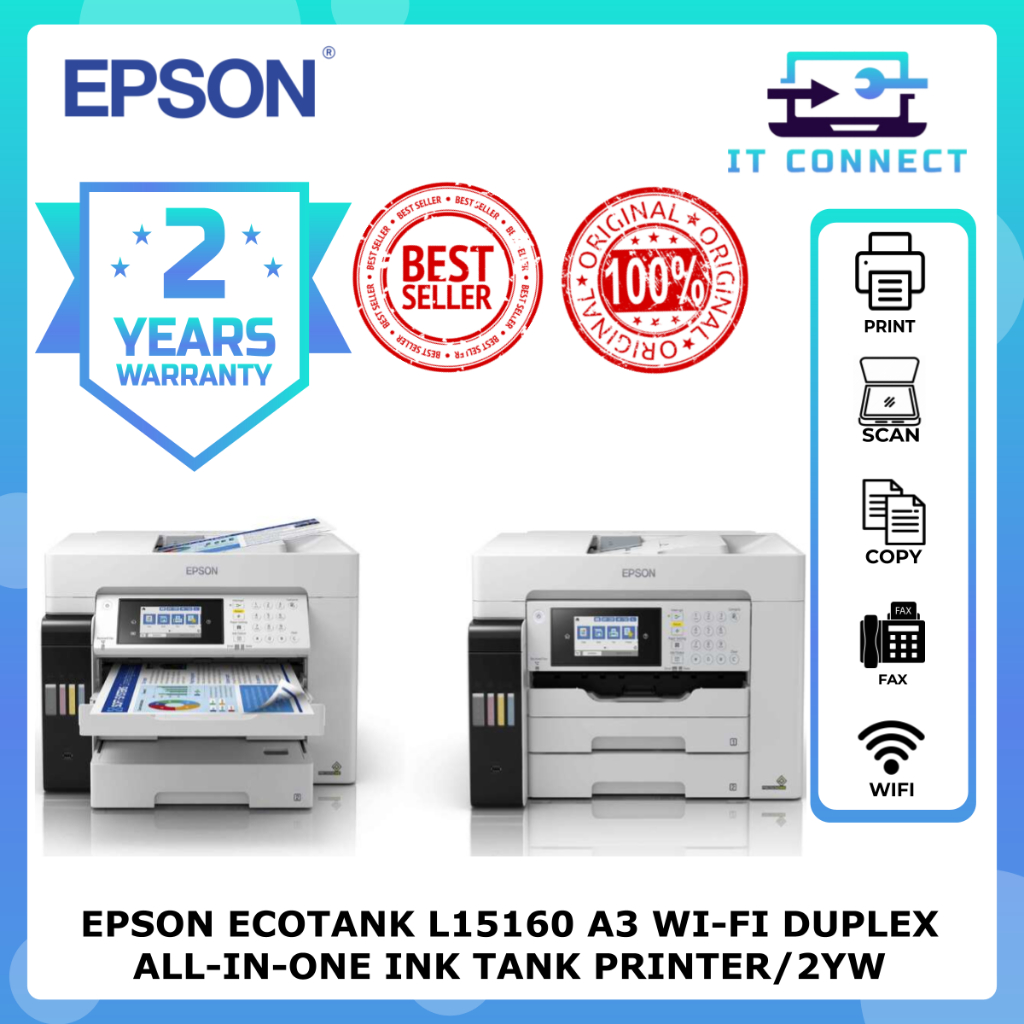 EPSON ECOTANK L15160 A3 WI-FI DUPLEX ALL-IN-ONE INK TANK PRINTER/2YW ...