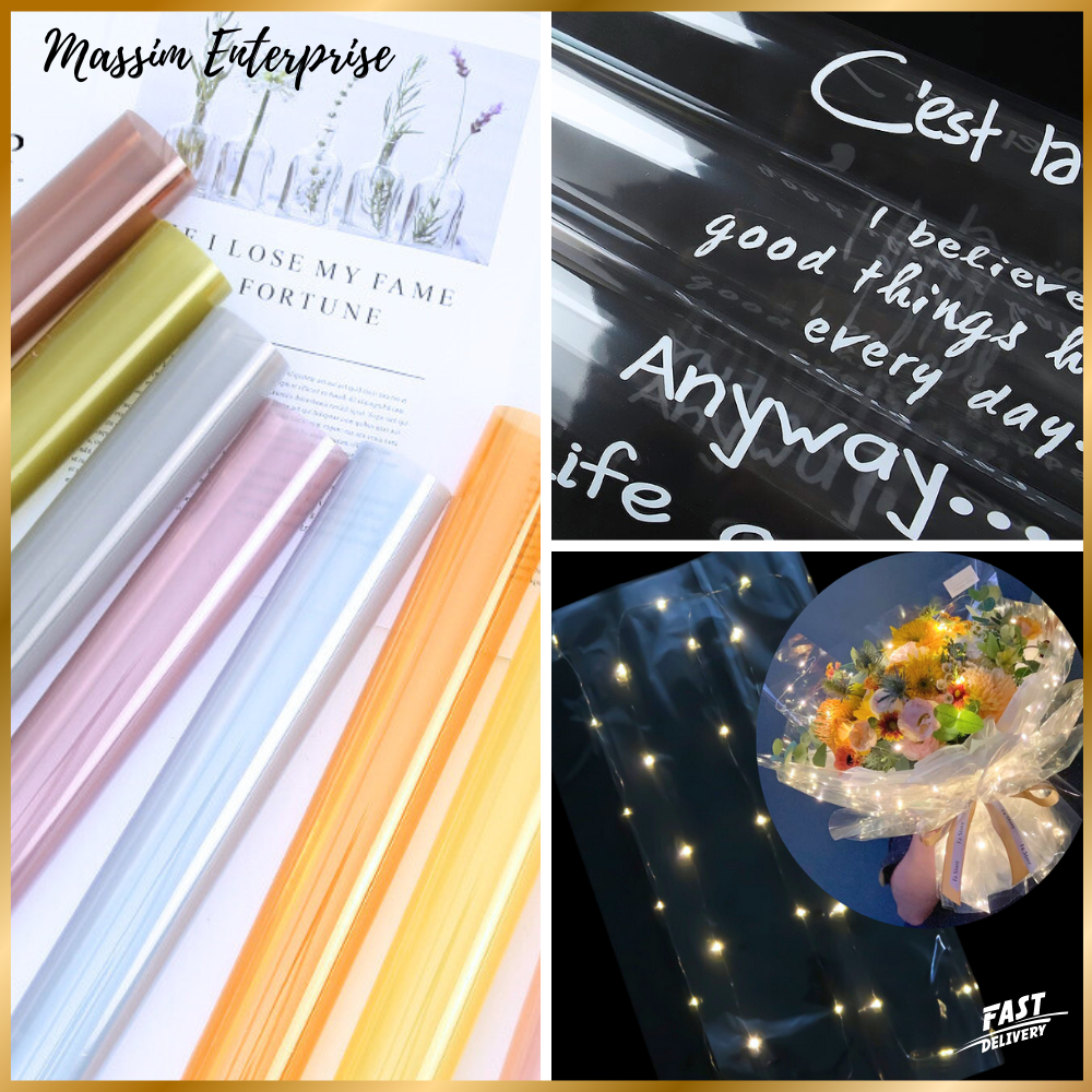 20pcs Crystal wrapping paper Colored cellophane Transparent Wording ...