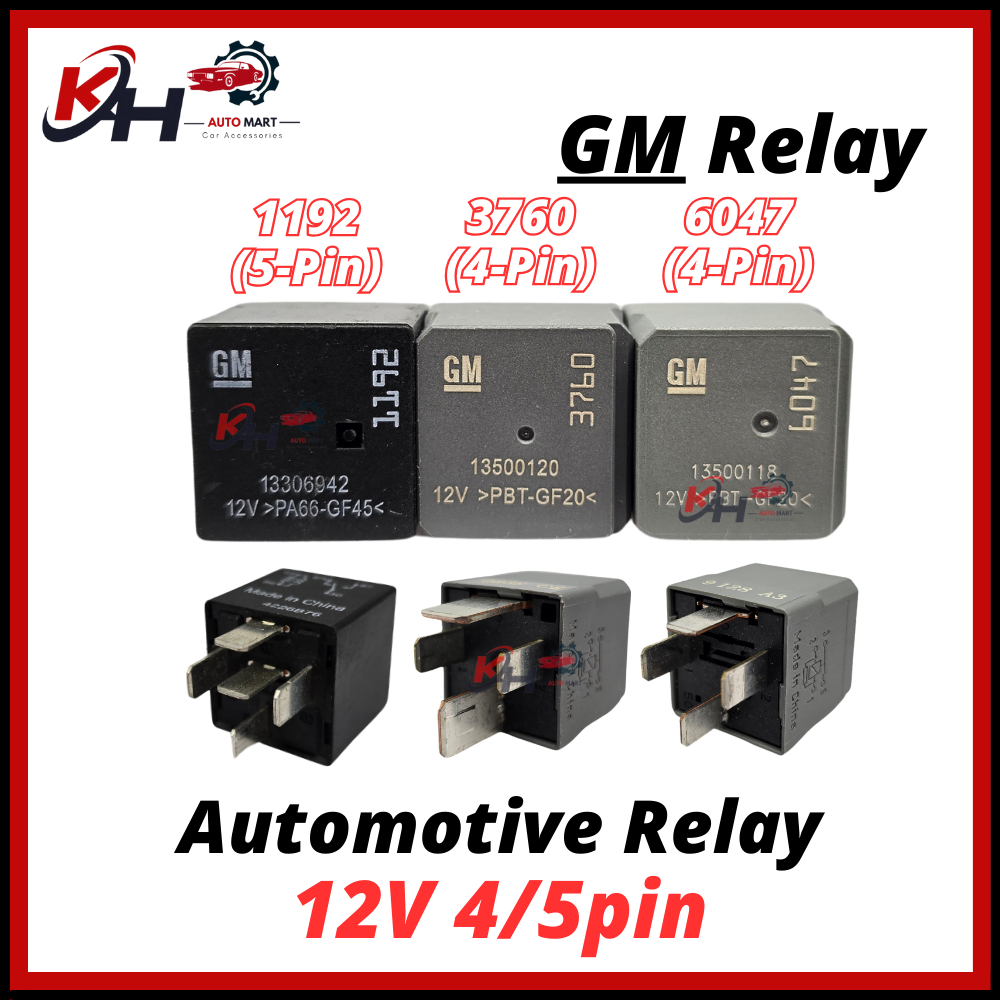 GM Automotic Power Relay 12V 4/5 Pin 40A 70A GM- 1192 3760 6047 0246 ...