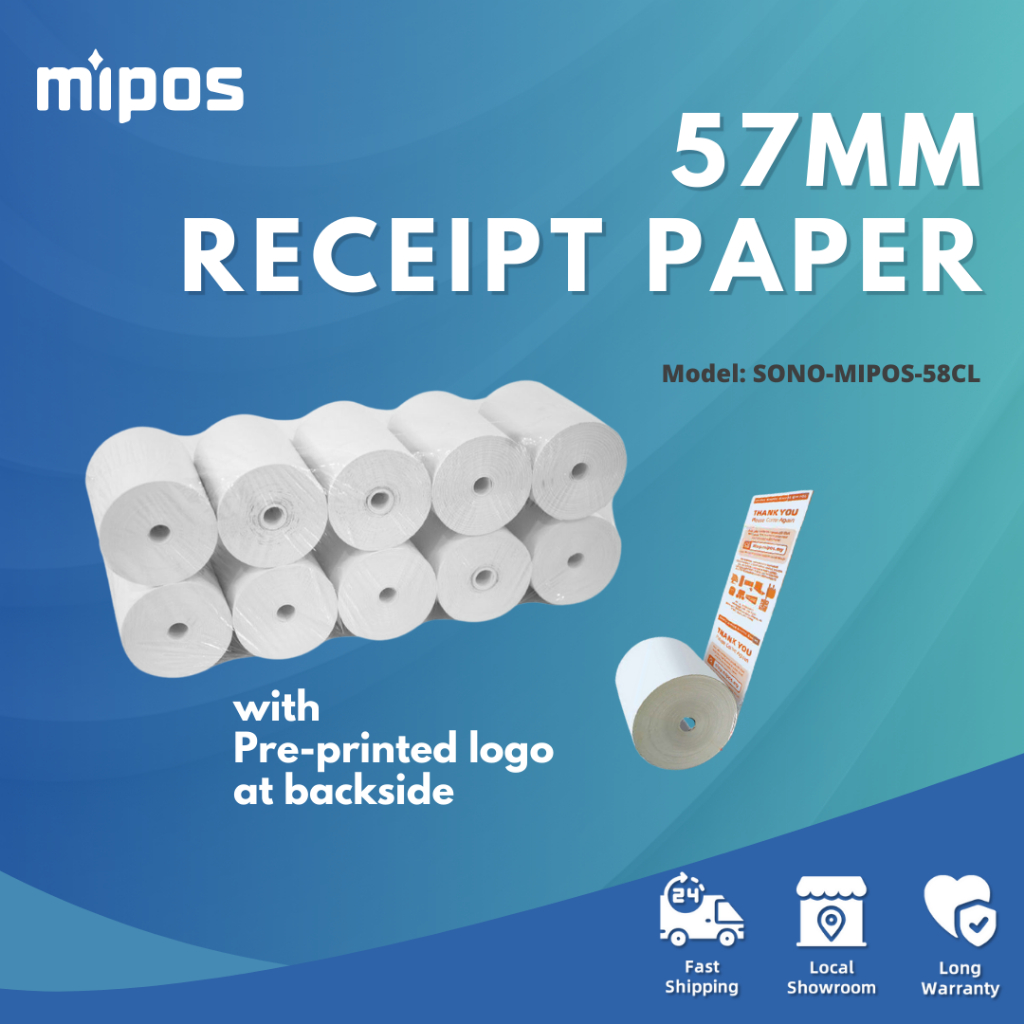58mm Thermal Receipt Paper (pre-printed with logo) / Resit Paper Roll ...