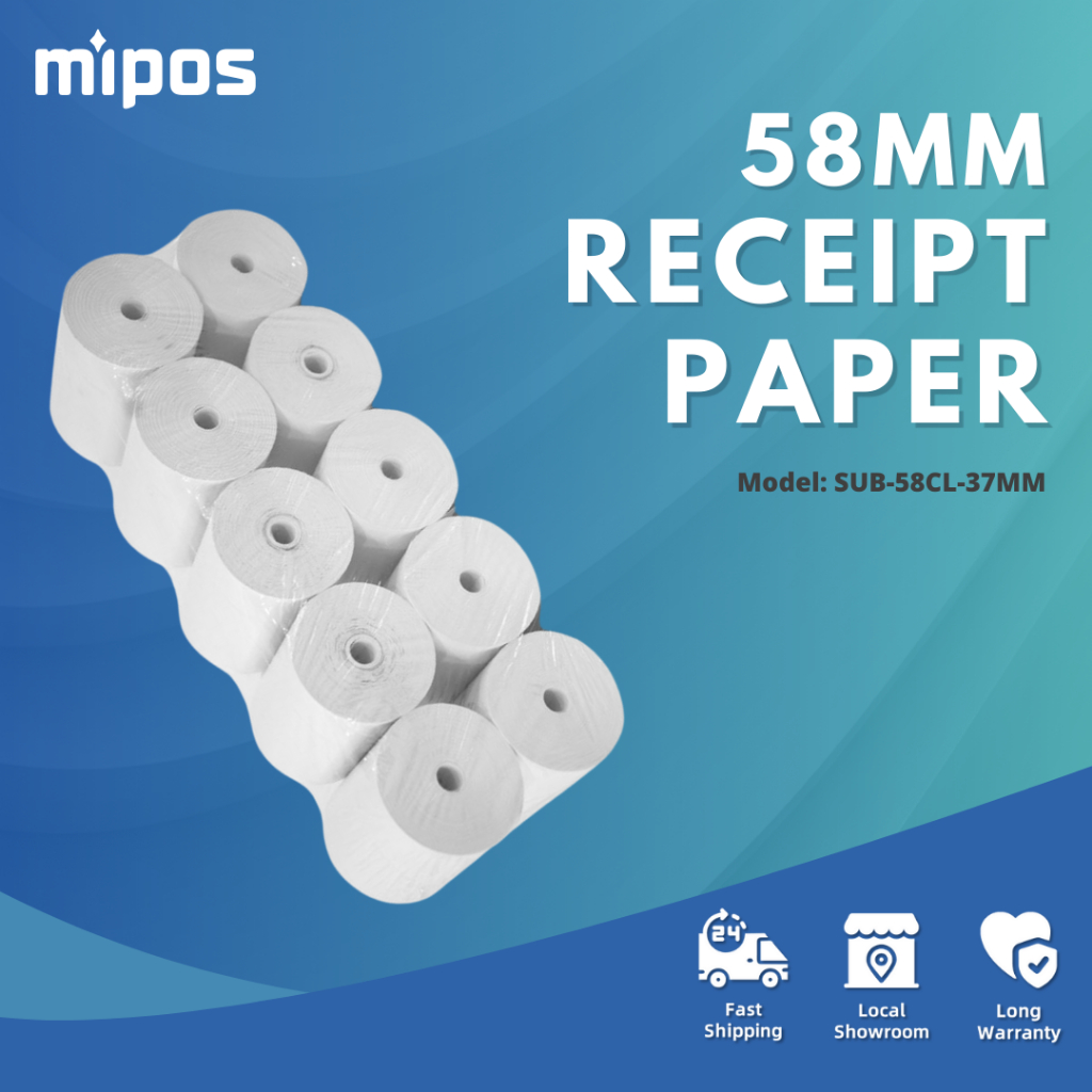 58mm Thermal Receipt Paper Coreless for POS Printer | Resit Paper roll ...