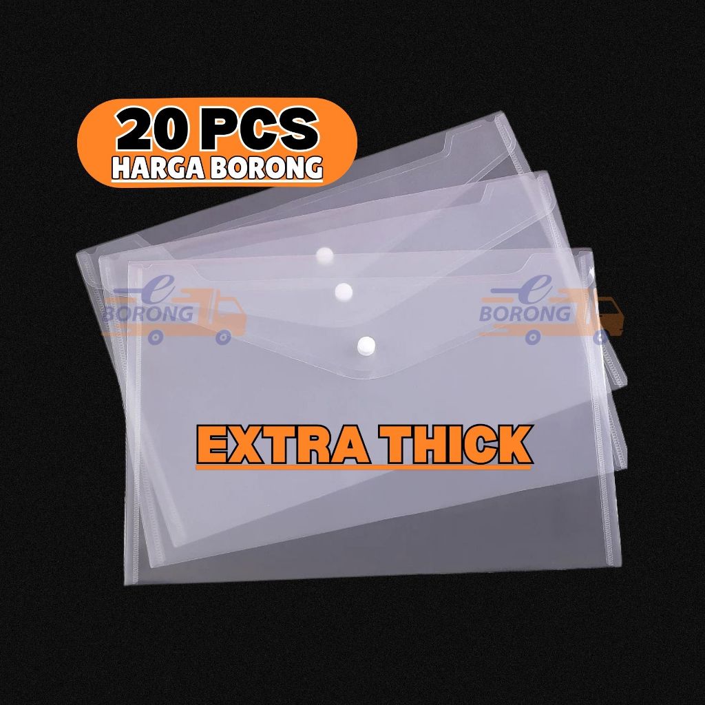 Borong 【20pcs】button File A4 Thick Tebal Document Folder Office
