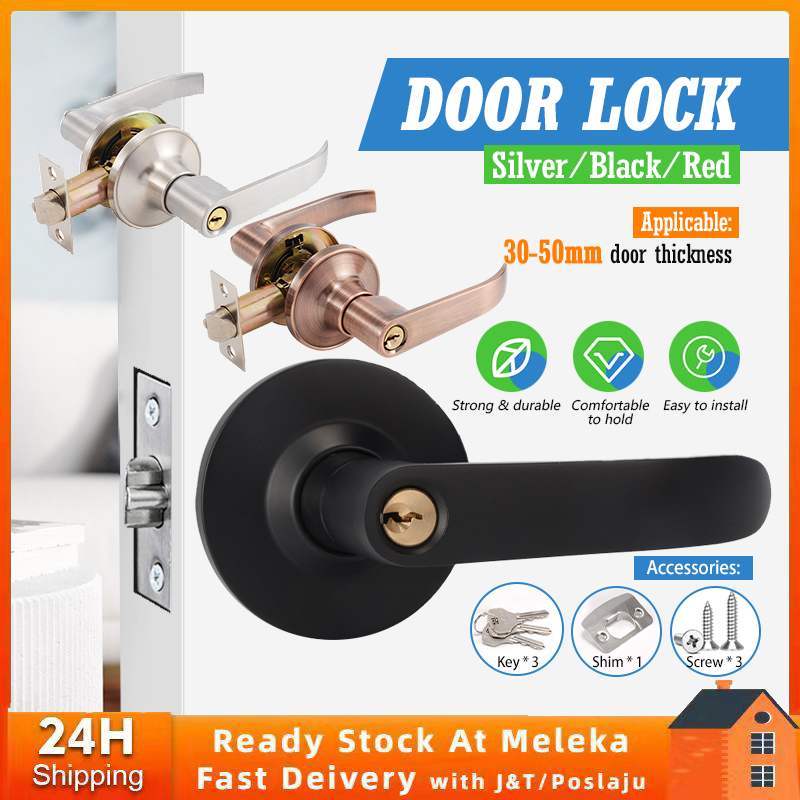 Door Lock Set Home Lever Cylindrical Cylinder Door Lock Tombol Pintu ...