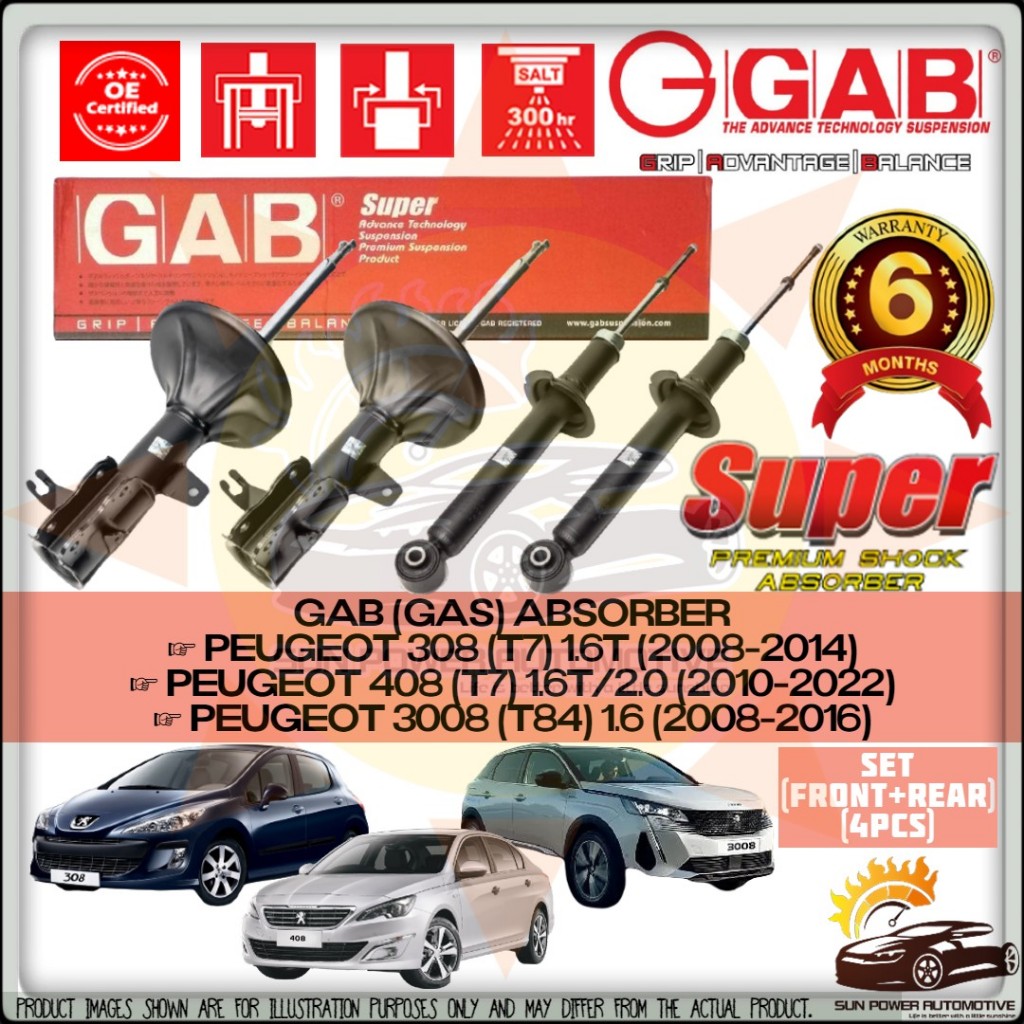 GAB SUPER PREMIUM Peugeot 308 T7 / 408 T7 / 3008 T84 Gas Shock Strut ...
