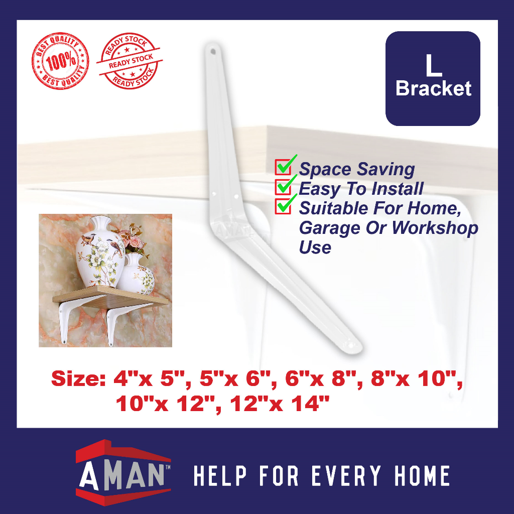 L Bracket Wall Light Duty Shelf Brackets Shelf Shelve Corner Brace ...