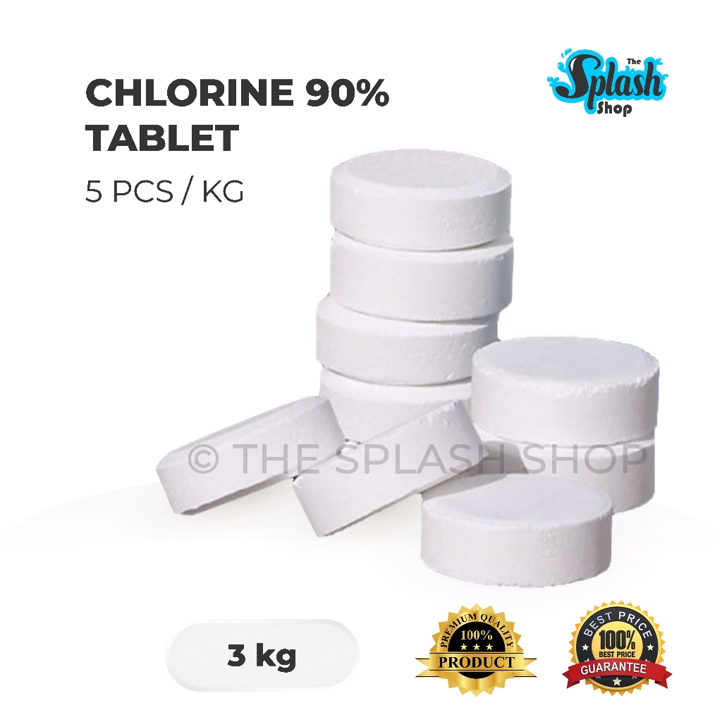 𝐒𝐏𝐋𝐀𝐒𝐇 - Chlorine 90% Tablet -3KG for Swimming Pool [READY STOCK ...