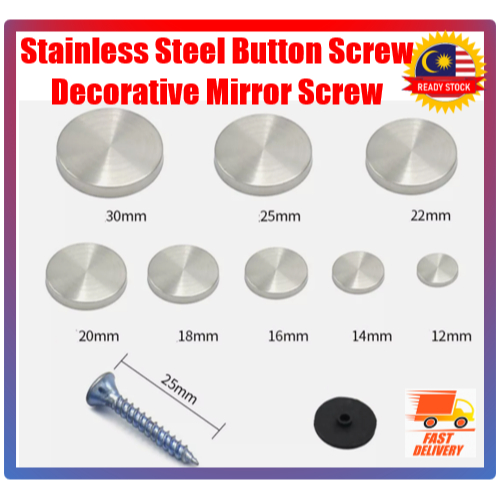[1 PCS] Stainless Steel Button Screw Decorative Mirror Screw Head Cover ...