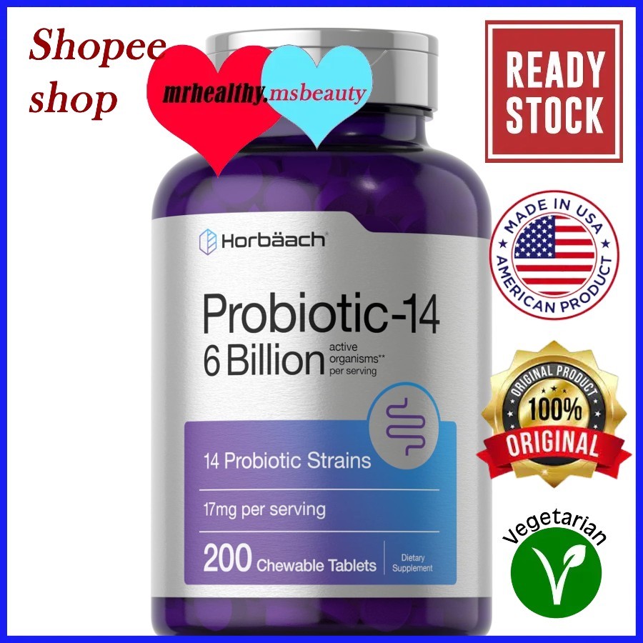 Horbäach Chewable Probiotics 6 Billion CFUs | 200 Tablets | 14 ...