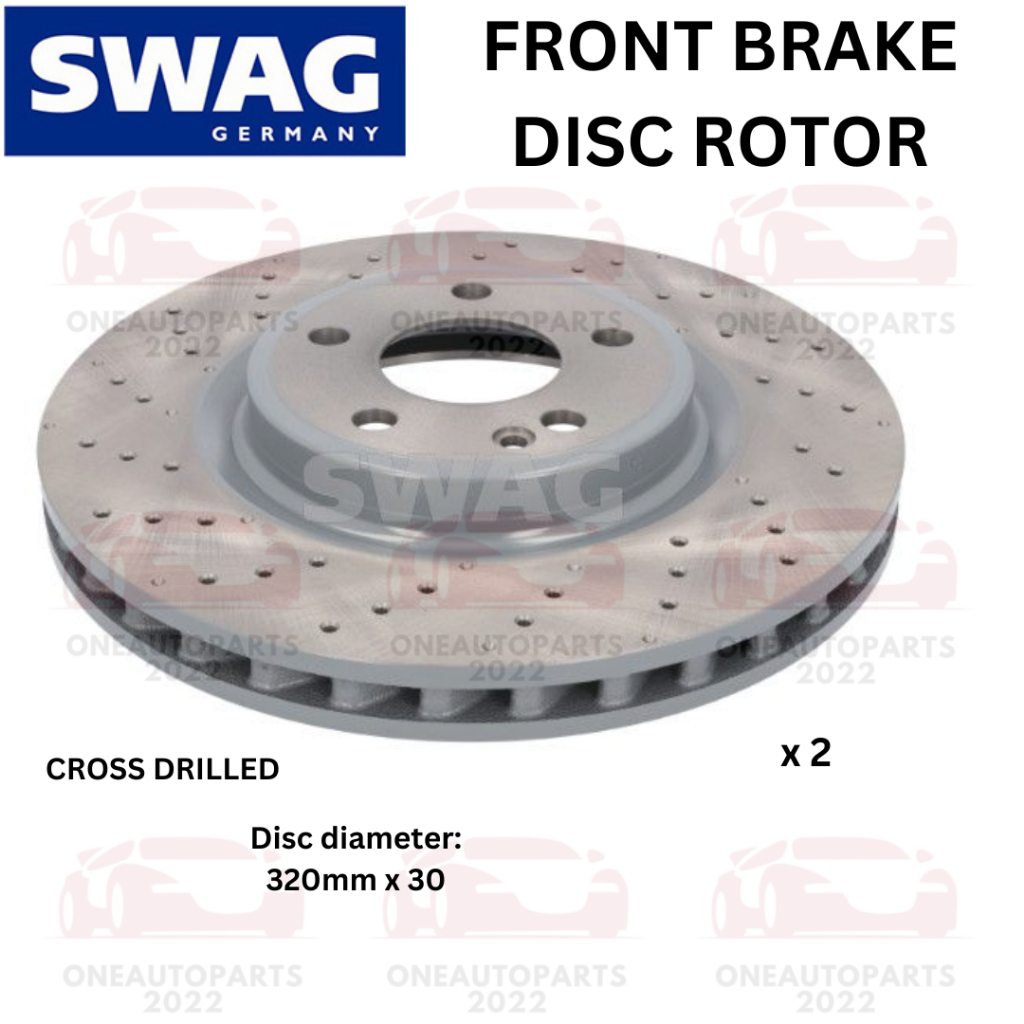 SWAG GERMANY FRONT CROSS DRILLED BRAKE DISC ROTOR MERCEDES BENZ W176 ...