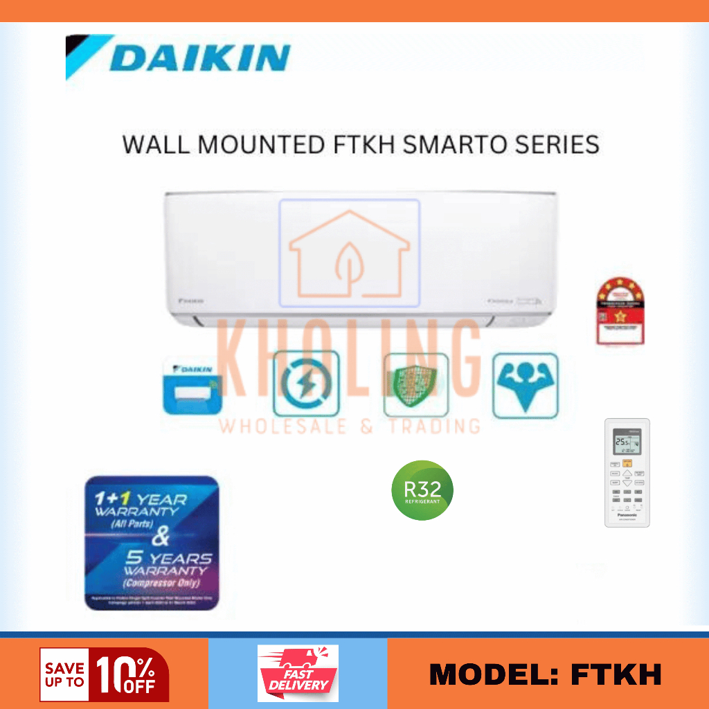 DAIKIN Wall Mounted Smarto FTKH Series Premium Air conditioner- R32 ...