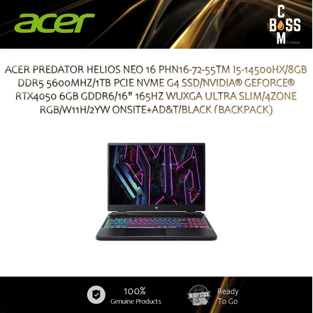 ACER PREDATOR HELIOS NEO 16 PHN16-72-55TM I5-14500HX/8GB DDR5 5600MHZ ...