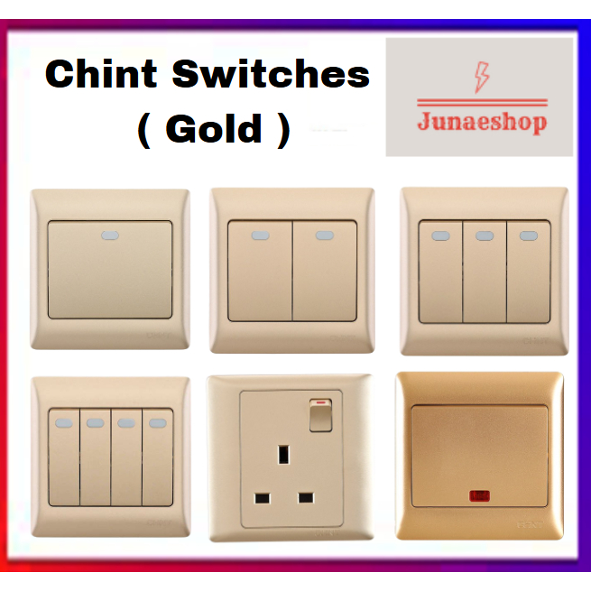 CHINT NEW7 SERIES SWITCHES ( GOLD ) 1G1W / 2G1W/ 3G1W/ 4G1W / 13A / 20A | Shopee Malaysia