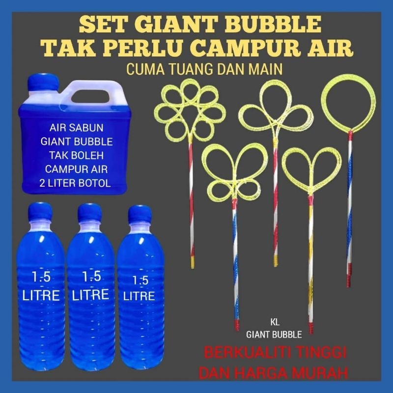 Air Sabun Giant Bubble 500ml/1.5 liter/2 liter (Bukan Pati) Dan Stick ...