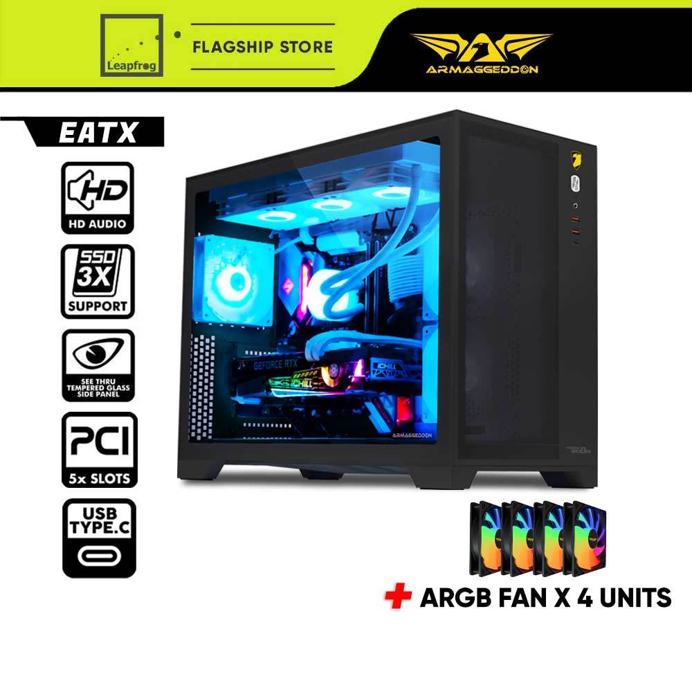 Armaggeddon Tessaraxx APEX 13 Air E-ATX PC Fish Tank Design Gaming Case ...