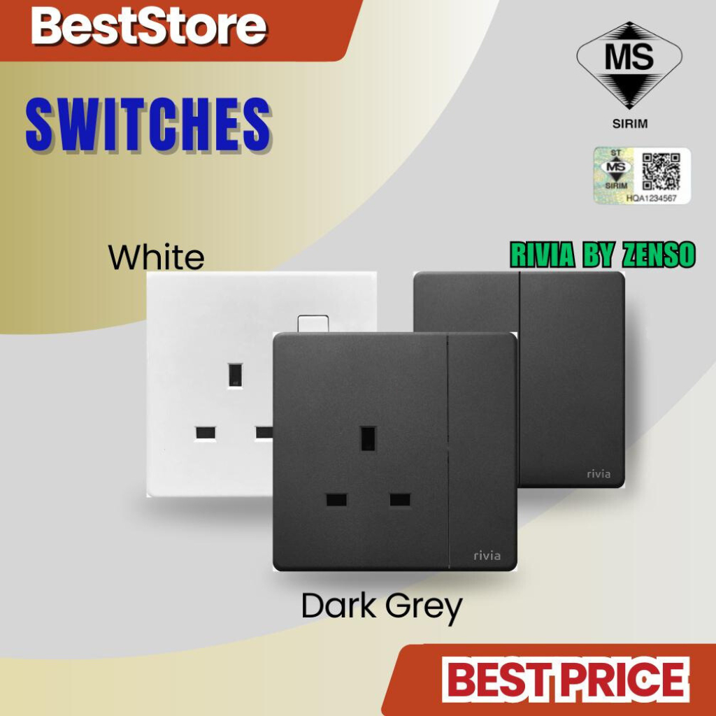 [SIRIM] RIVIA ZENSO Switch Grande White/Grey Switches Socket Wall ...