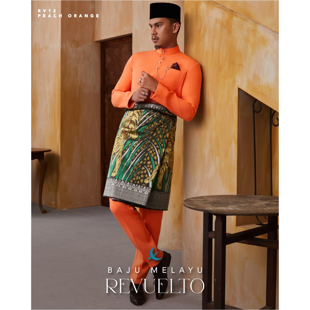 Baju Melayu Revuelto Elrah Exclusive BAJU RAYA Brick Orange Burnt Orange Peach Orange Peach ...