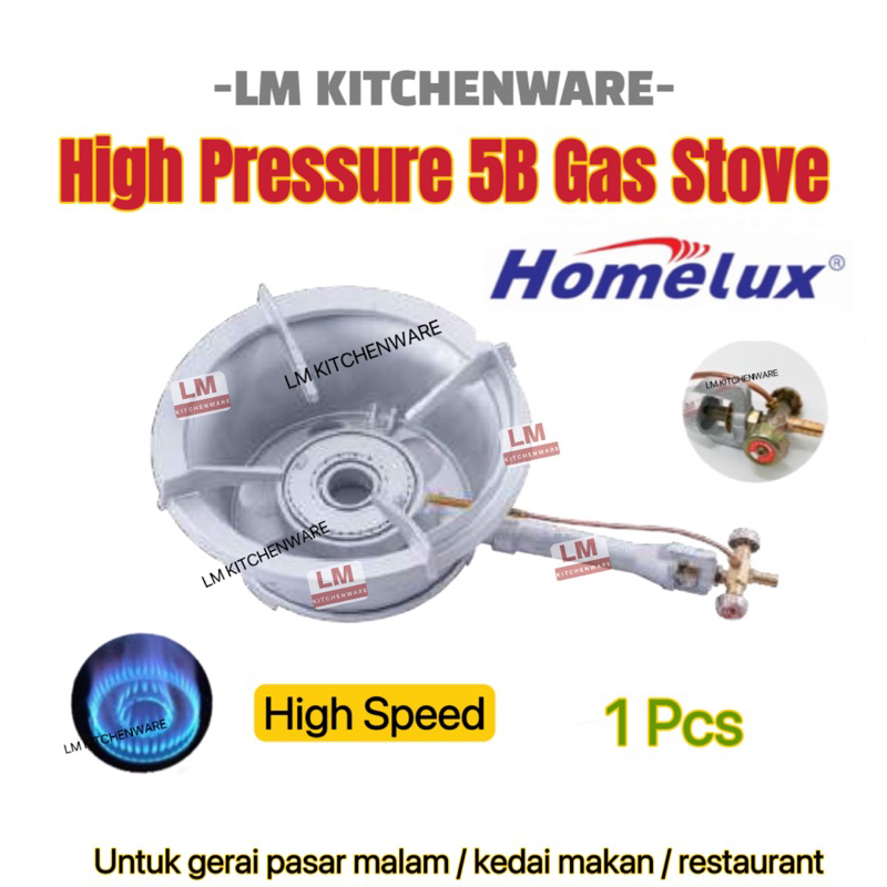 HIGH PRESSURE GAS STOVE HOMELUX HL-5B COMMERCIAL GAS COOKER / DAPUR ...