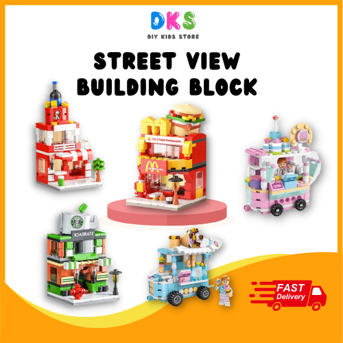 【CITY STREET VIEW】Mini Building Block Café Shop Kepci Mekdi Foodtruck ...
