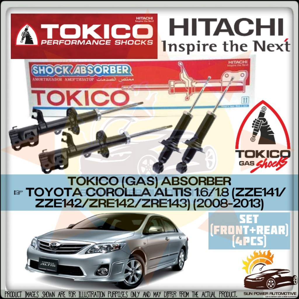 TOKICO TKC Toyota Corolla Altis ZZE141 ZZE142 ZRE142 ZRE143 Gas Shock ...