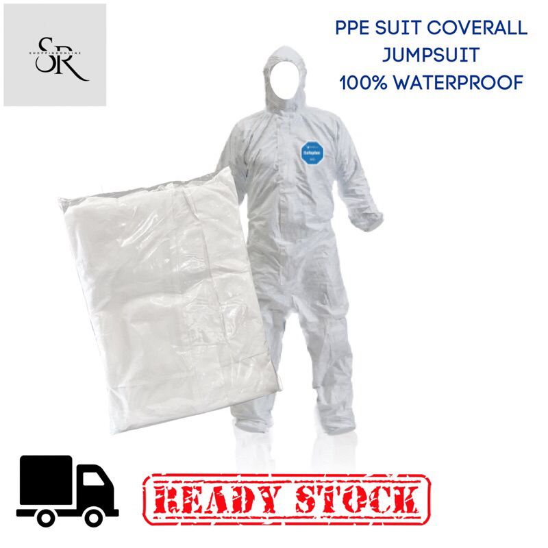 PPE Suit Coverall Jumpsuit Isolation Suit PE Coated 100% Waterproof ...