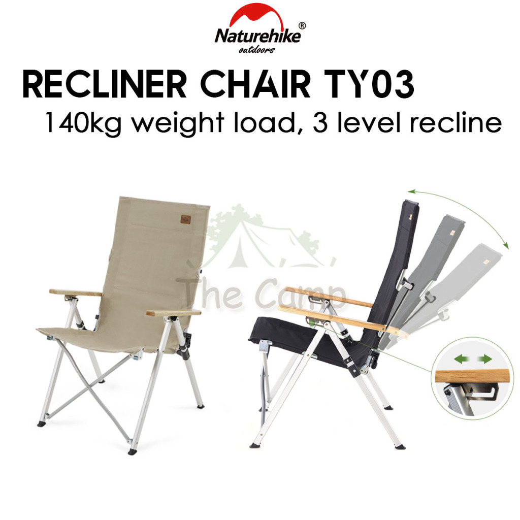 Naturehike Recliner Chair with Arm Rest Portable Adjustable Outdoor ...