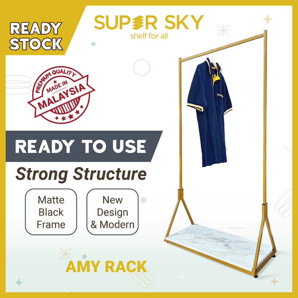 SUPERSKY AMY SHIRT RACK c/w base wood Cloth Hanger Rack by SuperSky ...