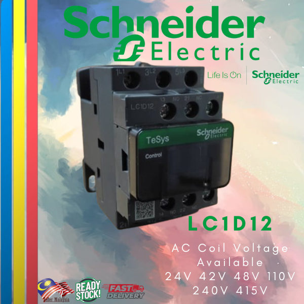 Schneider LC1D12 AC Coil 12A 5.5KW 3P Contactor [Ready Stock & Fast ...